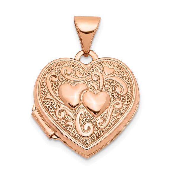 Kazi Luxury | Jewelry | Kazi Luxury 4k Rose Gold Textured Double Heart ...